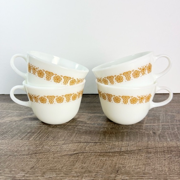 Vintage | Dining | Vintage Butterfly Gold Mugs Set Of Four Corning ...